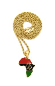 nyfashion101 adinkra symbol gye nyame on pan africa pendant with 2mm 24" rope chain necklace, gold-tone