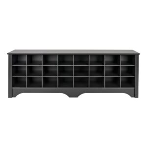 Prepac 24 Pair Shoe Storage Cubby Bench, Black