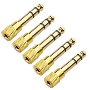 vskey [5pack (1/4 inch) 6.35mm male to 3.5mm female stereo audio adapter for headphone,microphone,amplifier,guitar,mixer,sound console convertor