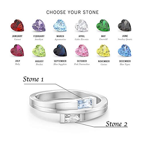 TSD Sterling Silver Double Baguette Bypass Birthstone Ring by JEWLR