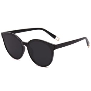 sojos fashion round sunglasses for women men oversized vintage shades sj2057, black/grey