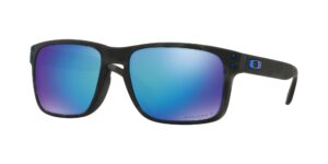 oakley men's holbrook rectangular sunglasses, matte black tortoise/prizm sapphire iridium polarized, 56 mm