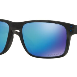 Oakley Men's Holbrook Rectangular Sunglasses, Matte Black Tortoise/Prizm Sapphire Iridium Polarized, 56 mm