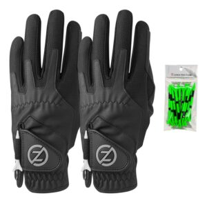 zero friction male men's compression-fit synthetic golf glove (2 pack), universal fit black/black, one size (gl00105)