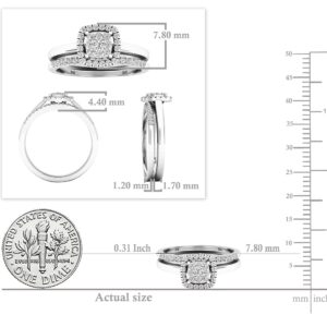 Dazzlingrock Collection 0.30 Carat Round White Diamond Square Cluster Wedding Ring Set for Her in 10K White Gold Size 7