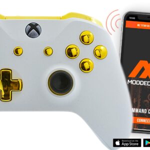 MODDEDZONE Rapid Fire Custom Standard Modded Controller compatible with Xbox One S/X 40 Mods for All Major Shooter Games (3.5 mm jack) (White/Gold)