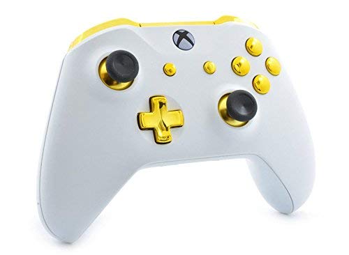 MODDEDZONE Rapid Fire Custom Standard Modded Controller compatible with Xbox One S/X 40 Mods for All Major Shooter Games (3.5 mm jack) (White/Gold)