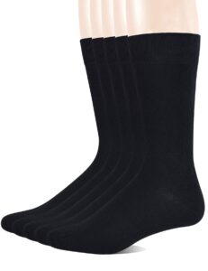 yomandamor 5 pairs men's crew dress socks with arch support and seamless toe