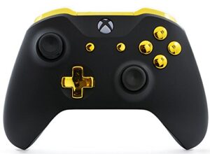 moddedzone custom wireless unmodded controller for xbox one s/x and pc with exclusive and unique designs - the perfect gaming gift for enthusiasts, expertly crafted in the usa - black/gold