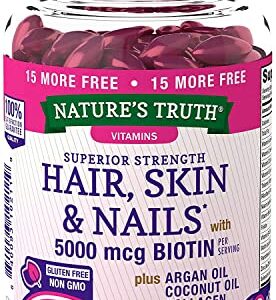 Nature's Truth Superior Strength Hair/Skin/Nails with Argan/Coconut Oil/Collagen (Pack of 2)