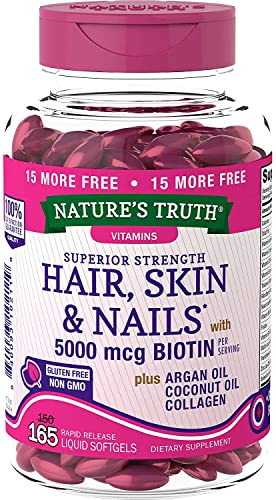 Nature's Truth Superior Strength Hair/Skin/Nails with Argan/Coconut Oil/Collagen (Pack of 2)