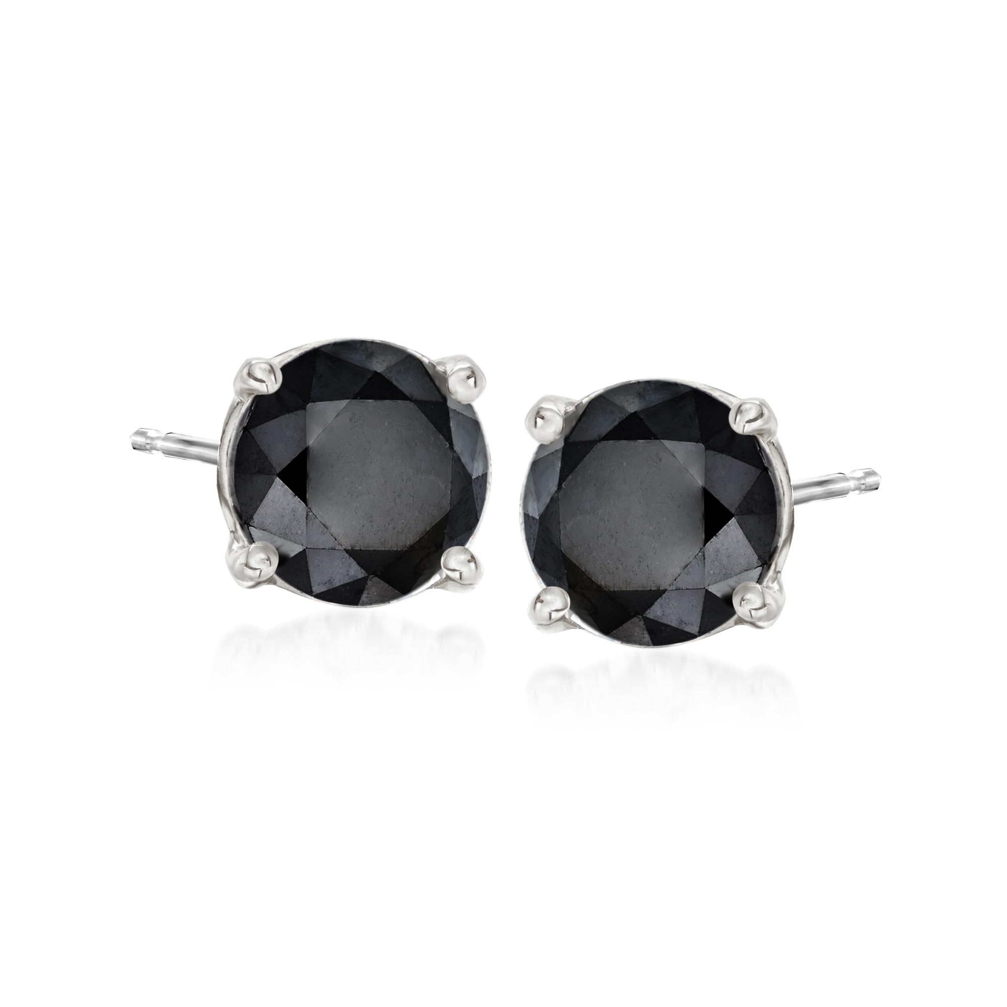 Ross-Simons 3.00 ct. t.w. Black Diamond Stud Earrings in 14kt White Gold