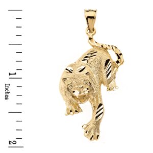 Animal Kingdom High Polish 14k Yellow Gold Full Body Tiger Pendant