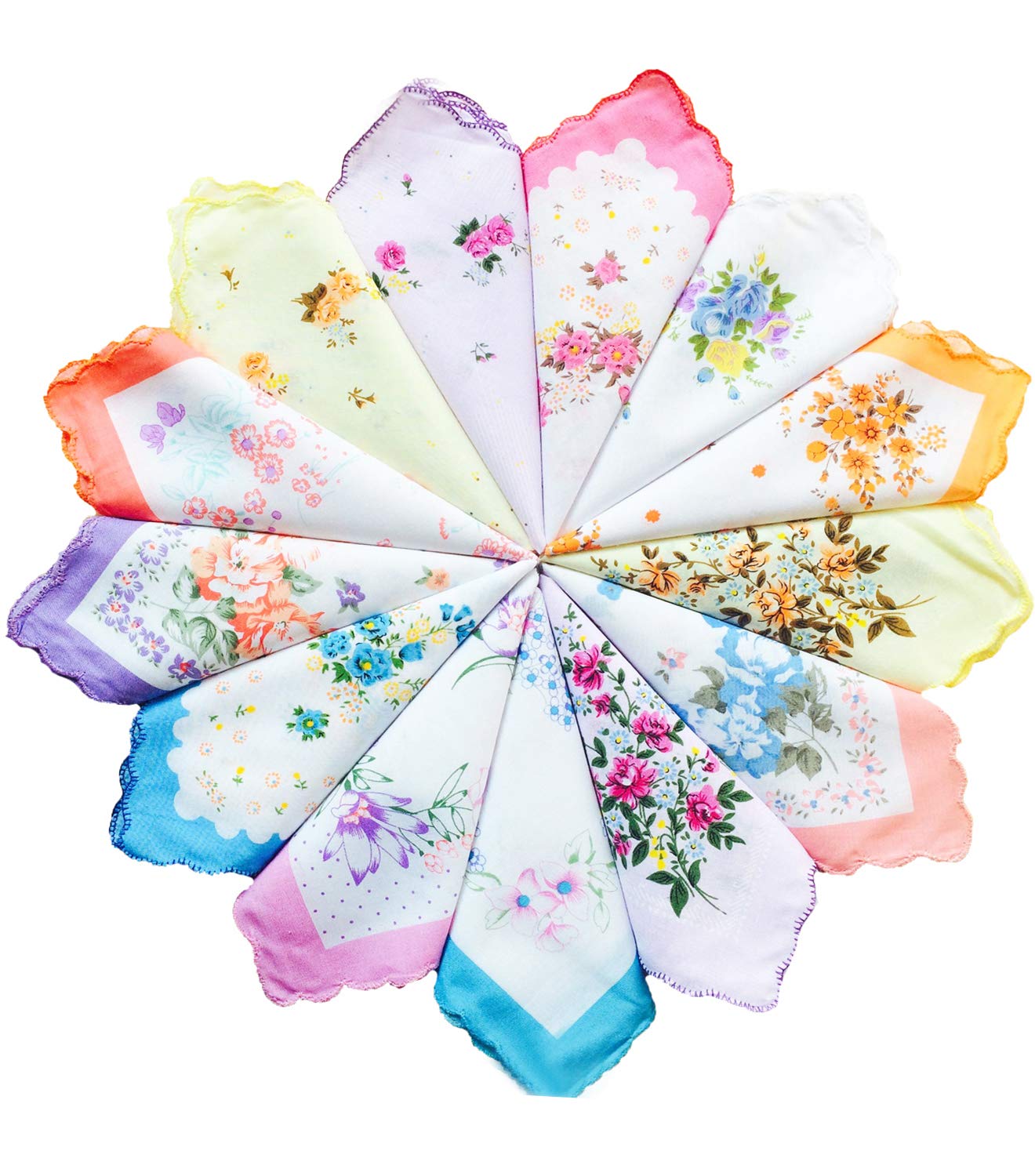 Ladies Vintage Floral 100% Cotton handkerchiefs mixed Bulk