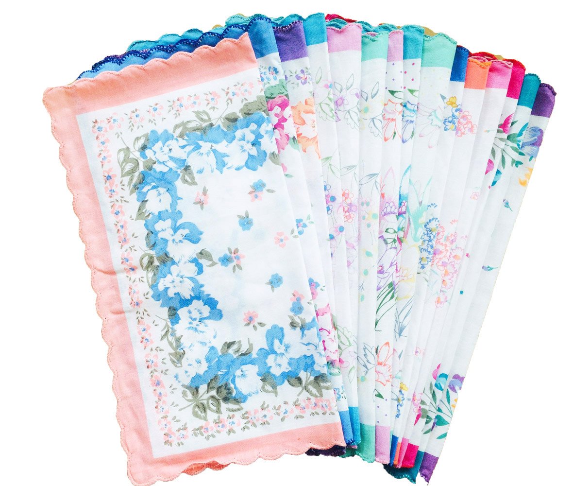 Ladies Vintage Floral 100% Cotton handkerchiefs mixed Bulk