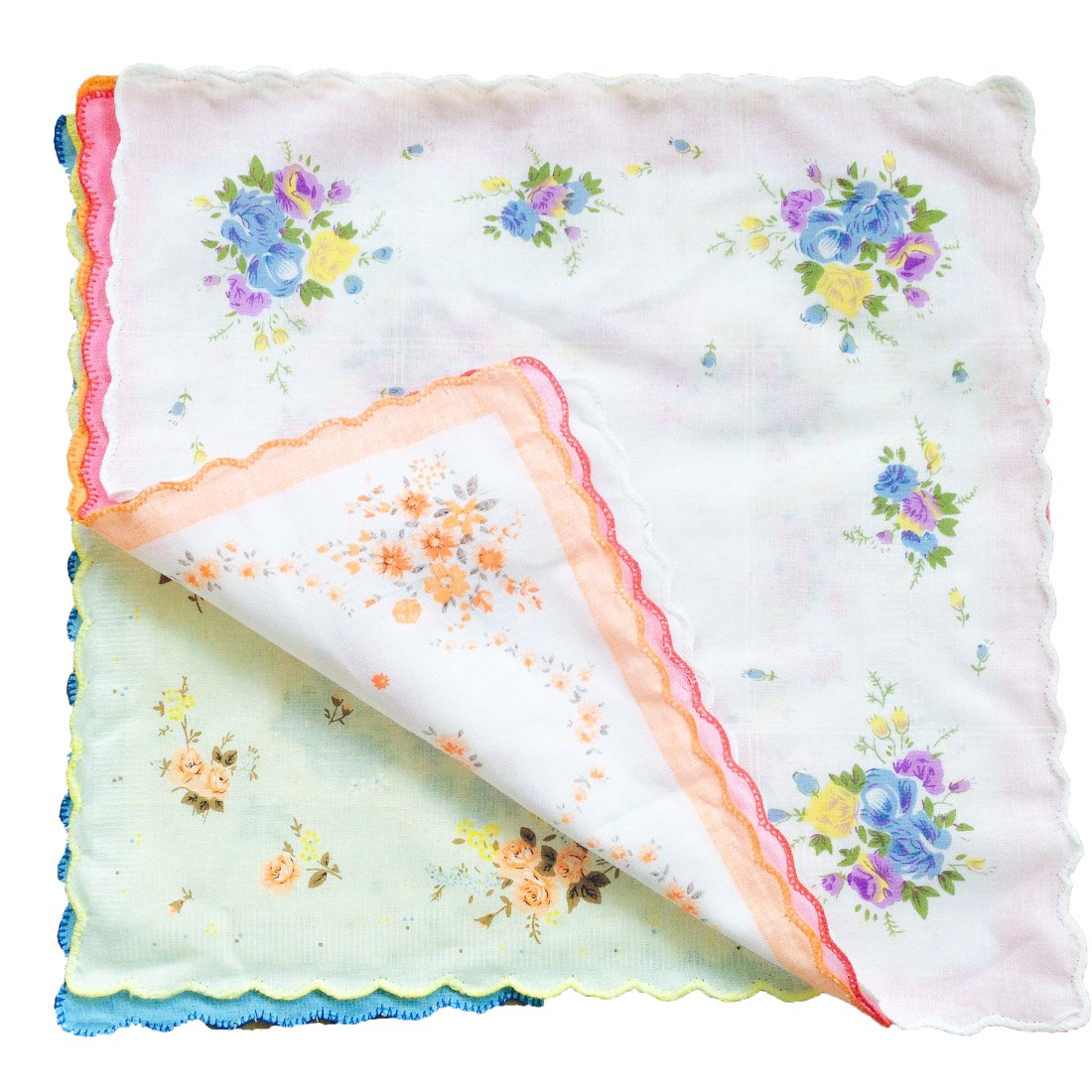 Ladies Vintage Floral 100% Cotton handkerchiefs mixed Bulk