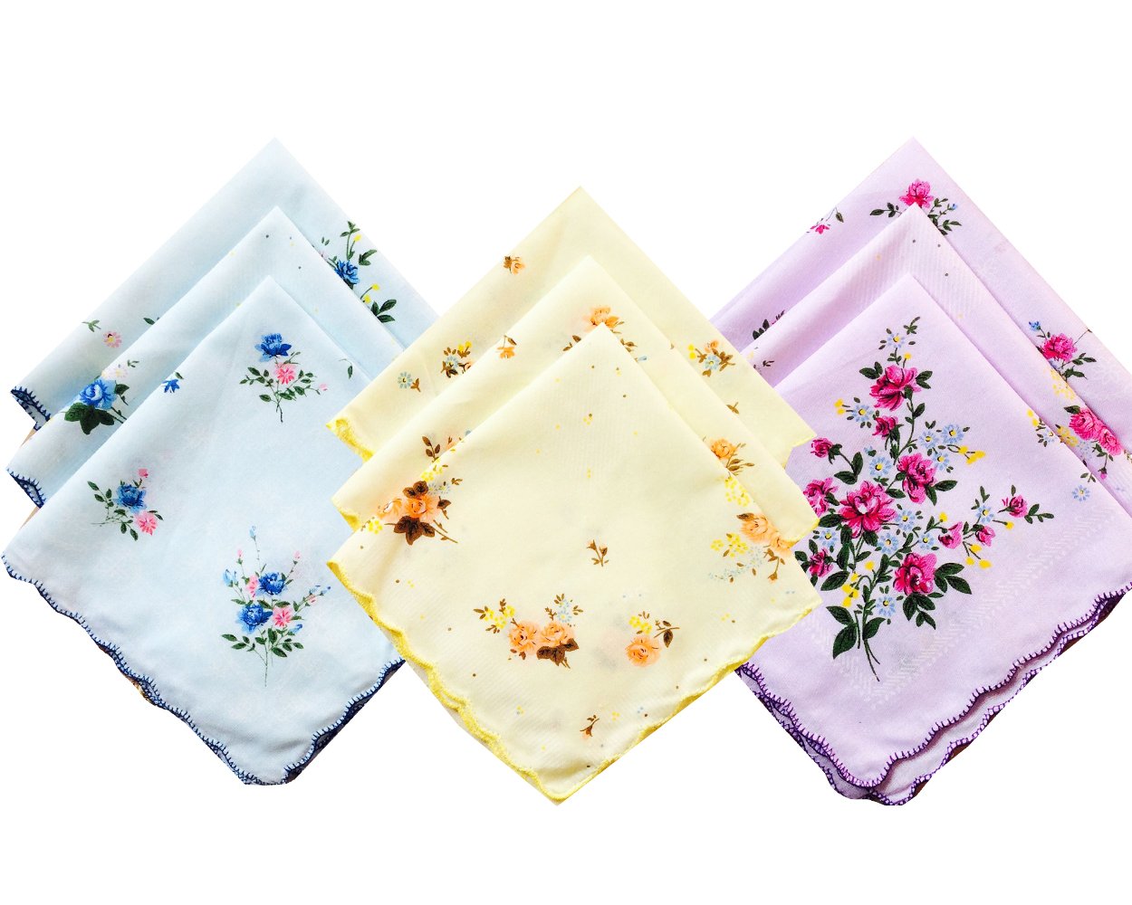 Ladies Vintage Floral 100% Cotton handkerchiefs mixed Bulk