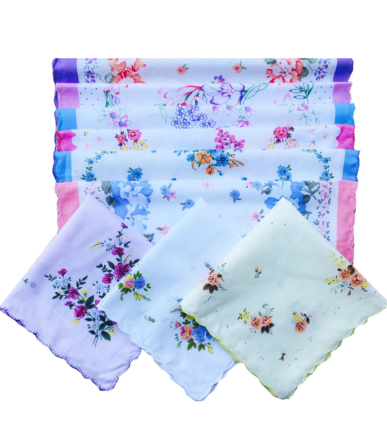 Ladies Vintage Floral 100% Cotton handkerchiefs mixed Bulk