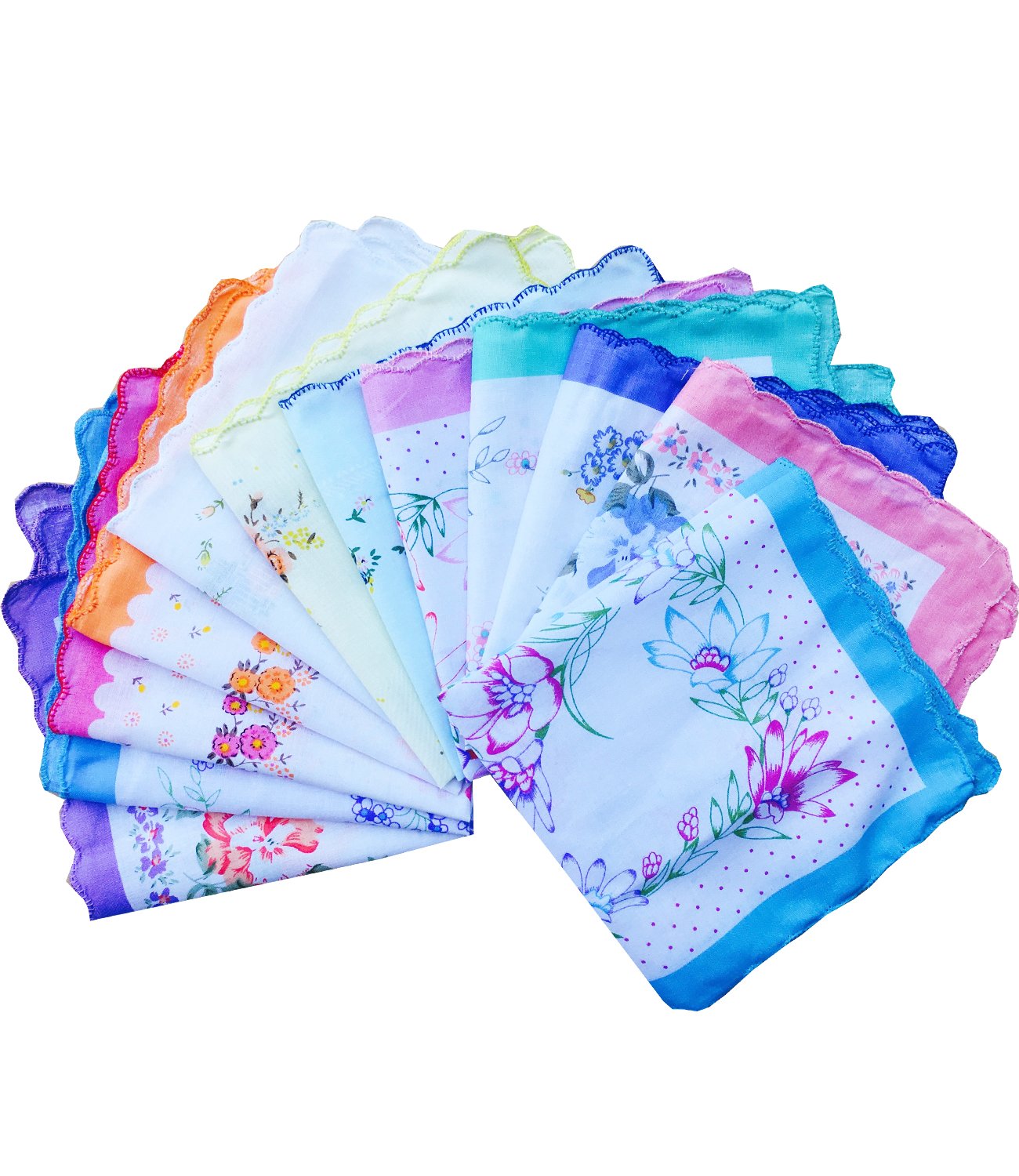 Ladies Vintage Floral 100% Cotton handkerchiefs mixed Bulk