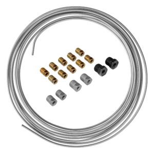 4lifetime galvanized steel brake line kit - 3/16" x 25ft replacement set - professional grade oe steel tube, corrosion-resistant, flexible 3/16 brake line – comes with 16 fittings for easy install