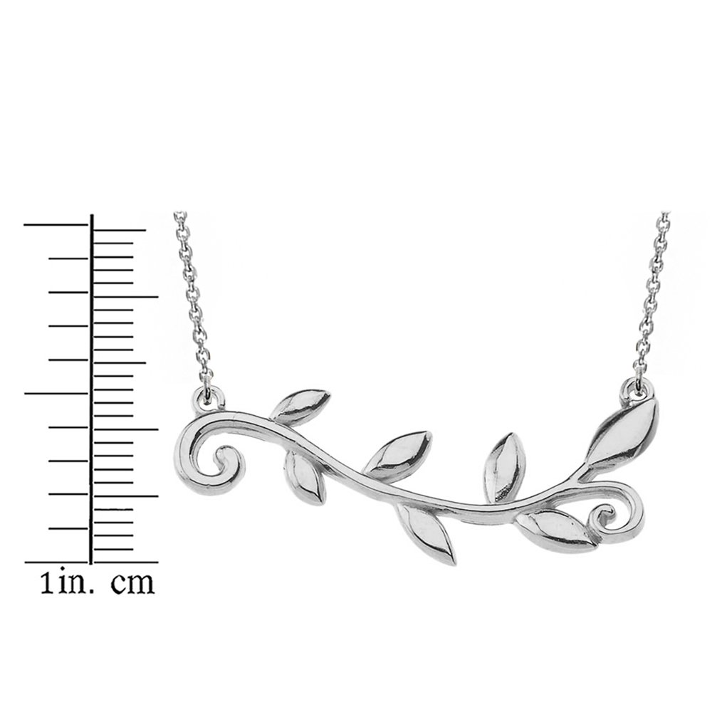 Women's Sterling Silver High Polish Horizontal Olive Branch Necklace, 18"