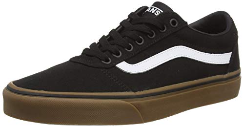 Vans Men's Ward Sneaker, Black ((Canvas) Black/Gum 7hi), 14