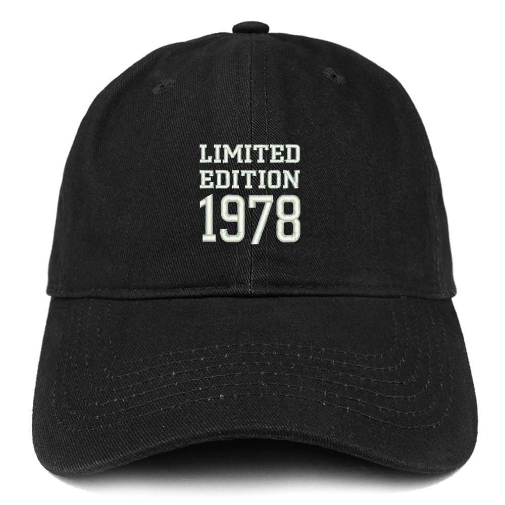 Trendy Apparel Shop Limited Edition 1978 Embroidered Birthday Gift Brushed Cotton Cap - Black