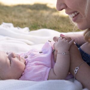 Sterling Silver Mom and Me Double Heart Bracelet Set for Mom and Daughter (Set-MED)