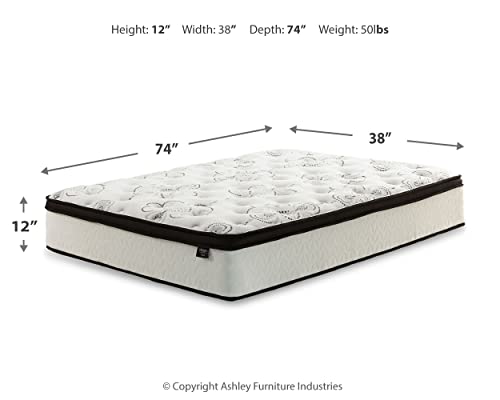 Signature Design by Ashley Twin Size Chime 12 Inch Medium Firm Hybrid Mattress with Cooling Gel Memory Foam