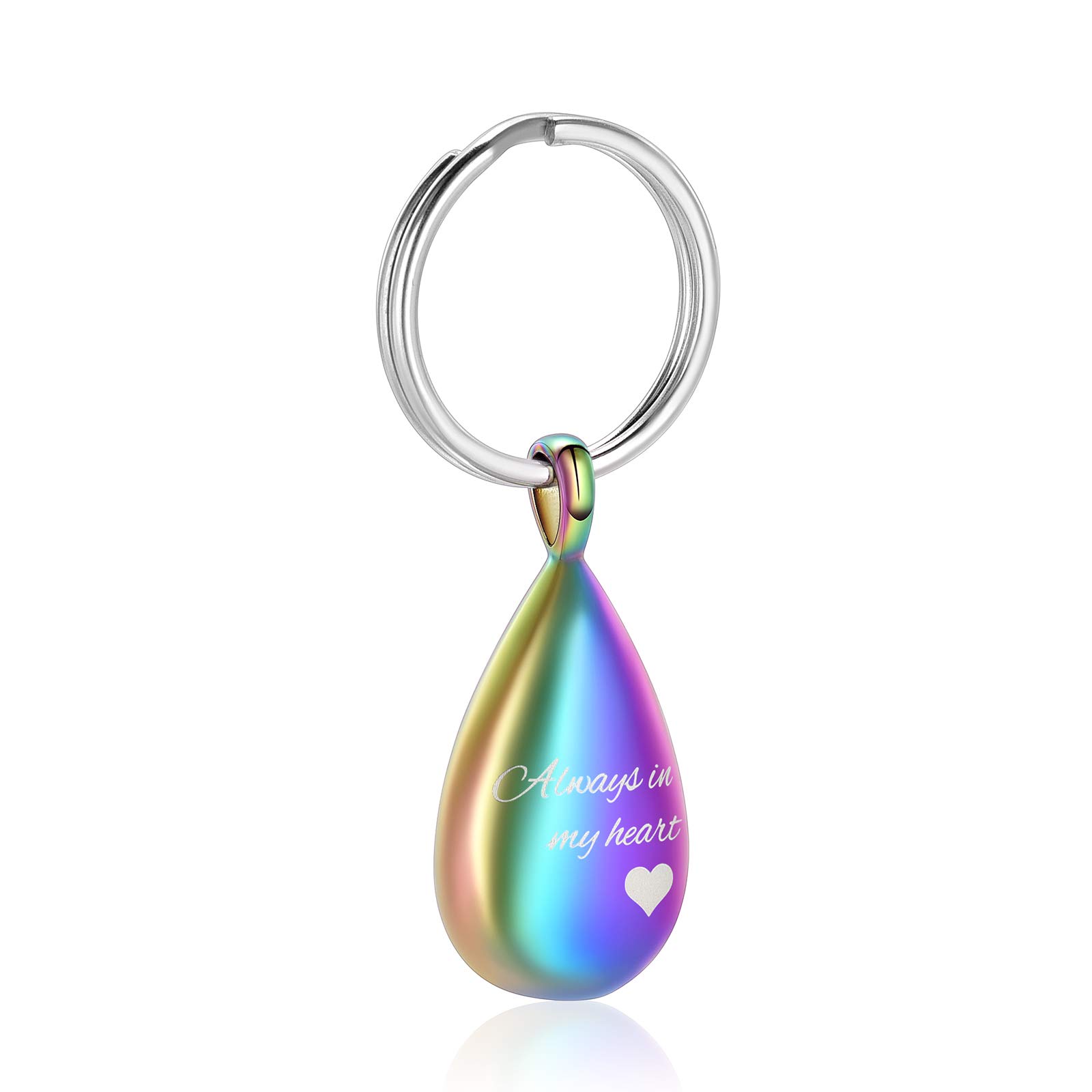 Yinplsmemory Cremation Keychain for Ashes Holder Memorial Keepsake Teardrop Locket Keychain Urn for Human/Pet Ashes (Rainbow)