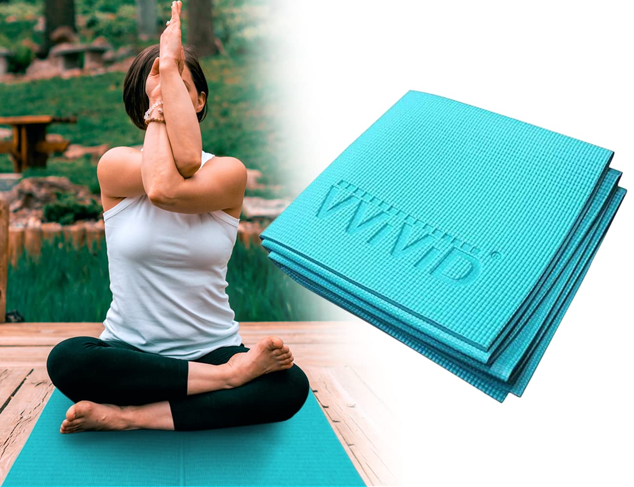 VViViD Foldable Thick Pvc Padded Square Tile 6 Feet x 2 Feet Workout And Yoga Mat Blue