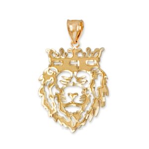 hip-hop jewelry by la blingz 10k yellow gold lion king dc pendant (s/l) (small (1.25"))