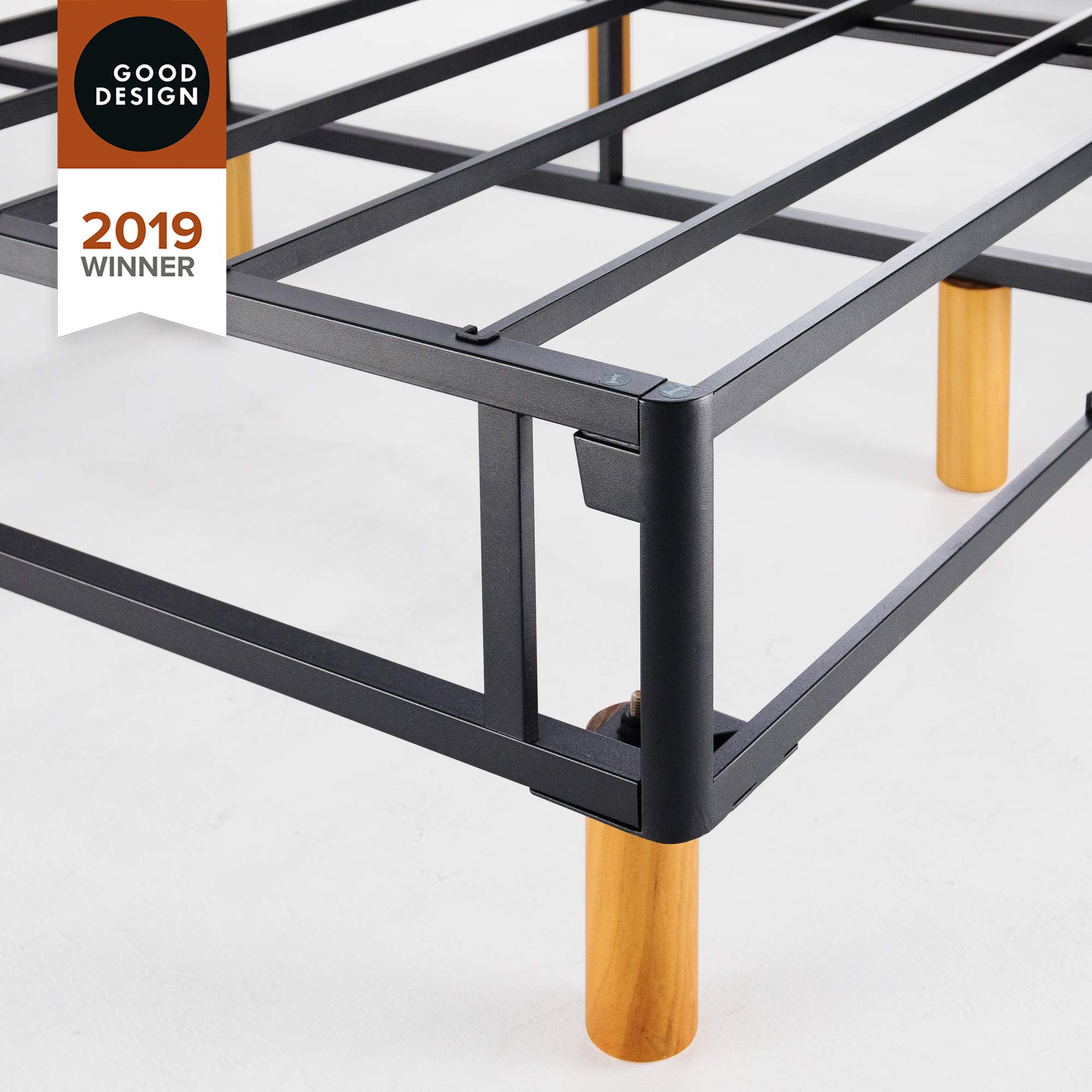 ZINUS GOOD DESIGN Award Winner Justina Metal Mattress Foundation / 16 Inch Platform Bed / No Box Spring Needed, Full Grey