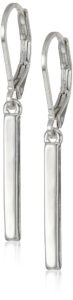 chaps women's silvertone bar drop leverback earrings