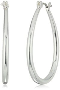 chaps women's oval tubular clickit hoop earrings, silver