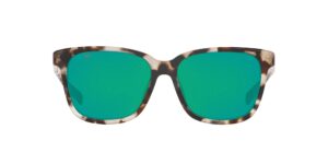 costa del mar woman sunglasses shiny tiger cowrie frame, green mirror lenses, 57mm