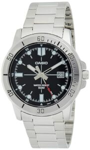 casio mtp-vd01d-1ev men's enticer stainless steel black dial casual analog sporty watch