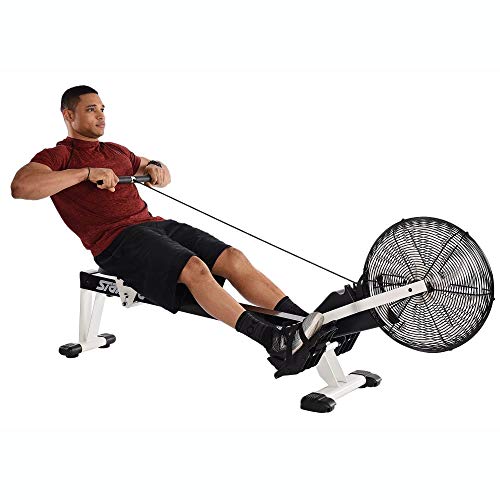 Stamina Air Rower - Rower Machine with Smart Workout App - Rowing Machine with Air Resistance for Home Gym Fitness - Up to 250 lbs Weight Capacity - Black/White