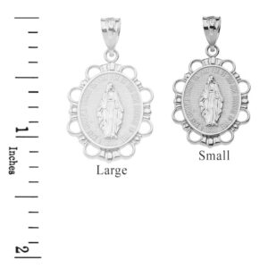 Religious Jewelry Fine 925 Sterling Silver Miraculous Medal Of Blessed Virgin Mary Pendant (Small)