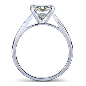 Kobelli Princess Moissanite Solitaire Peg Head Cathedral Engagement Ring 7/8 Carat 14k White Gold, 6.5