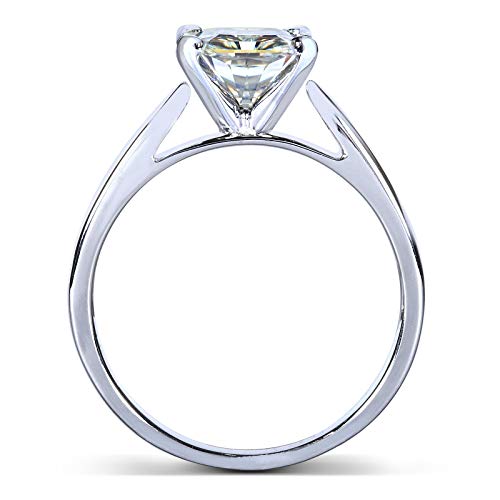 Kobelli Princess Moissanite Solitaire Peg Head Cathedral Engagement Ring 7/8 Carat 14k White Gold, 6.5