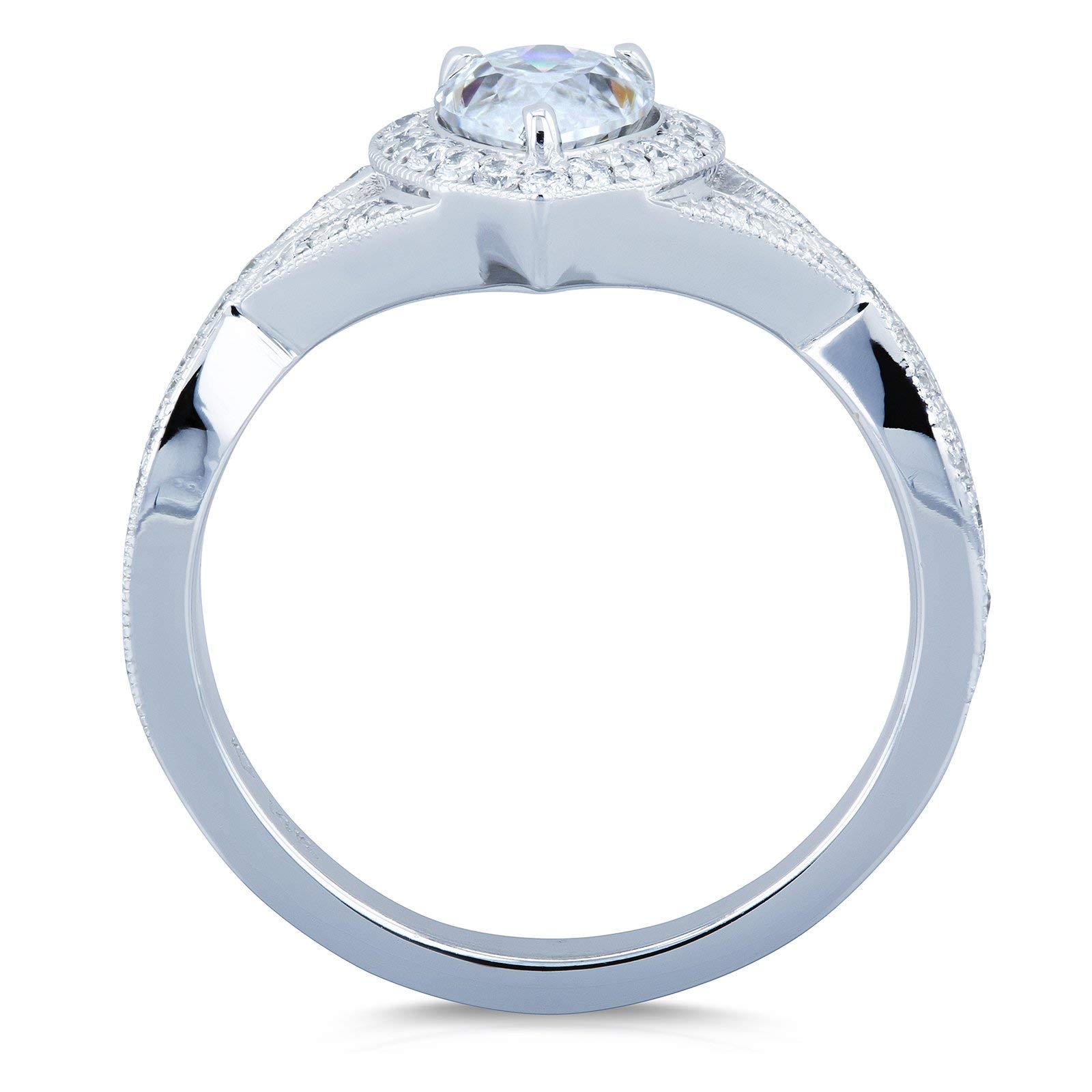 Kobelli Pear Moissanite Halo Crossover Engagement Ring 1 1/3 CTW 14k White Gold (DEF/VS, GH/I), 11