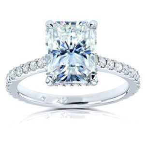 kobelli radiant-cut moissanite engagement ring 3 1/10 ctw 14k white gold (def/vs, gh/i), 6