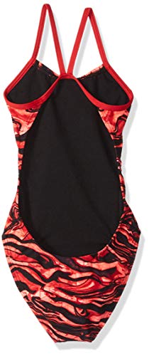 TYR Girls’ Miramar Cutoutfit Swimsuit, Red, 24