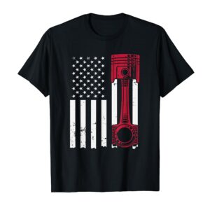 Car Enthusiast American Flag Piston Muscle Car T-Shirt T-Shirt