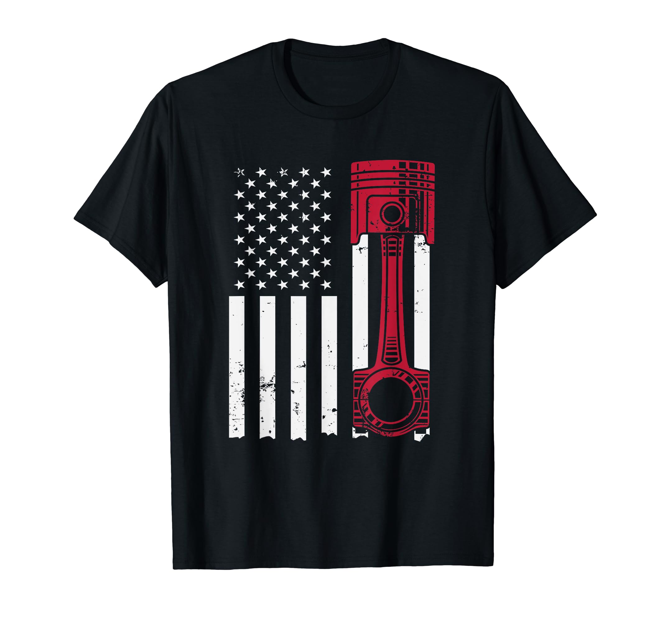 Car Enthusiast American Flag Piston Muscle Car T-Shirt T-Shirt