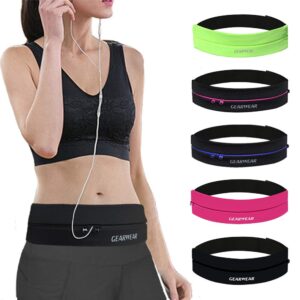 gearwear running belt for women runner waist phone holder for men travel waistband for passort workout fitness jogging walking hiking cycling sports iphone fanny pack bag black zipper