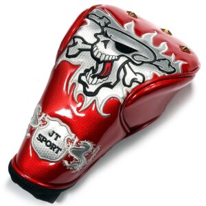 GOOACTION 3PCS/Set Skull Golf Head Covers for Driver and Fairway Woods Red Thick Crystal Leather Universal Golf Club Headcovers Protectors