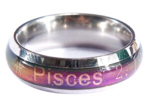 acchen mood ring constellation changing color emotion feeling finger ring with box (pisces)