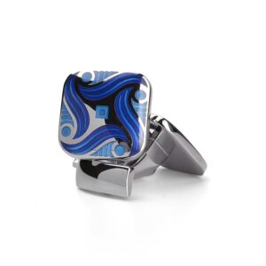 Cufflinks Unique Square Enamel Blue Cuffs Luxury French Shirts Silver Cuff Link for Men 1 Set